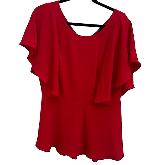 City Chic | Tops | City Chic Flowy Red Blouse Top In Size Womens 4 ...